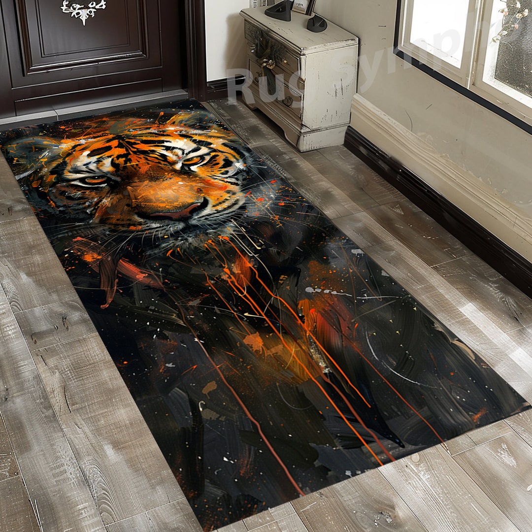 Tiger Painting Runner, Tiger Hall Runner, Tiger Rug, Tiger Runner ...