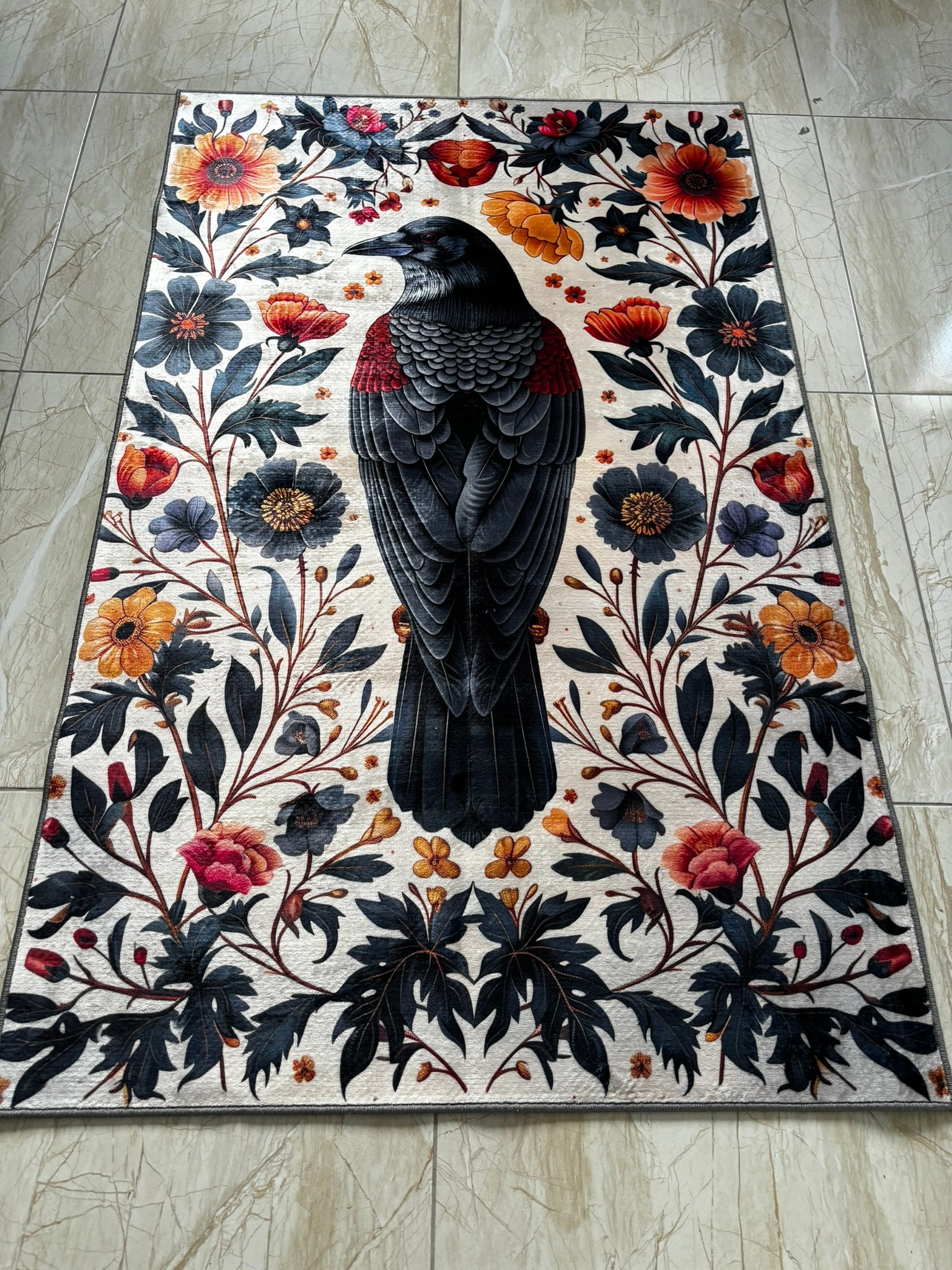 Bat in Flowers Rug, Rustic Bat Rug, Bat Rug, Colorful Bat Rug ...