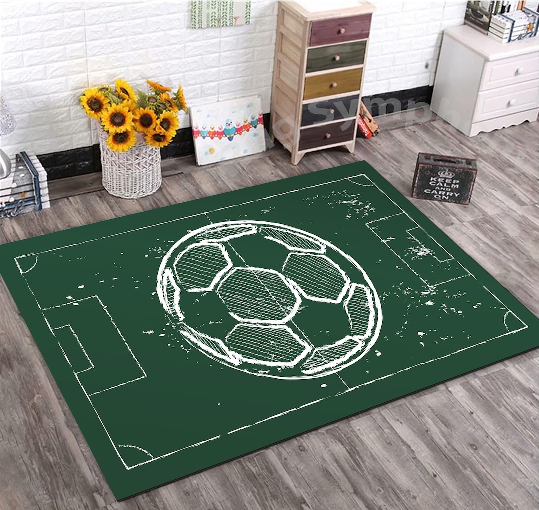 Soccer Field Rug, Soccer Rug, Green Soccer Field Area Rug, Kids Carpet ...