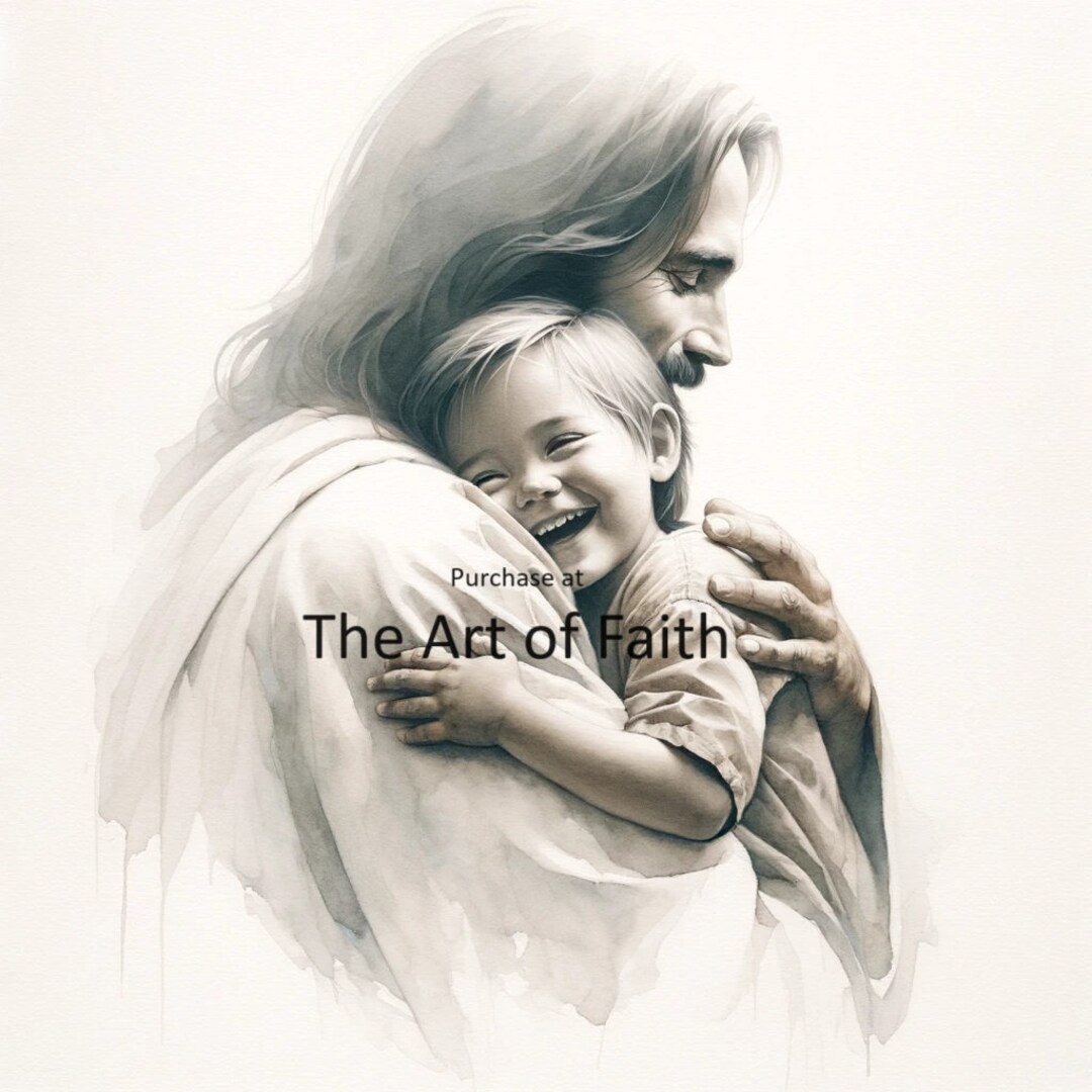 Joyful Embrace – Jesus Christ Hugging a Young Child - Etsy