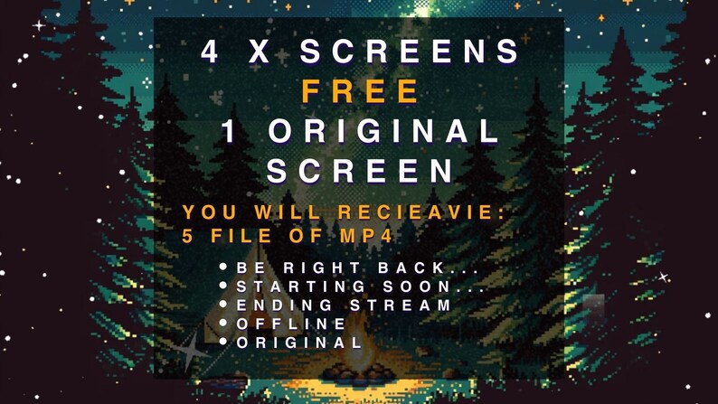 Animated Scene | Pixel Art Screens | Camping Fire | 4 X Stream Package ...