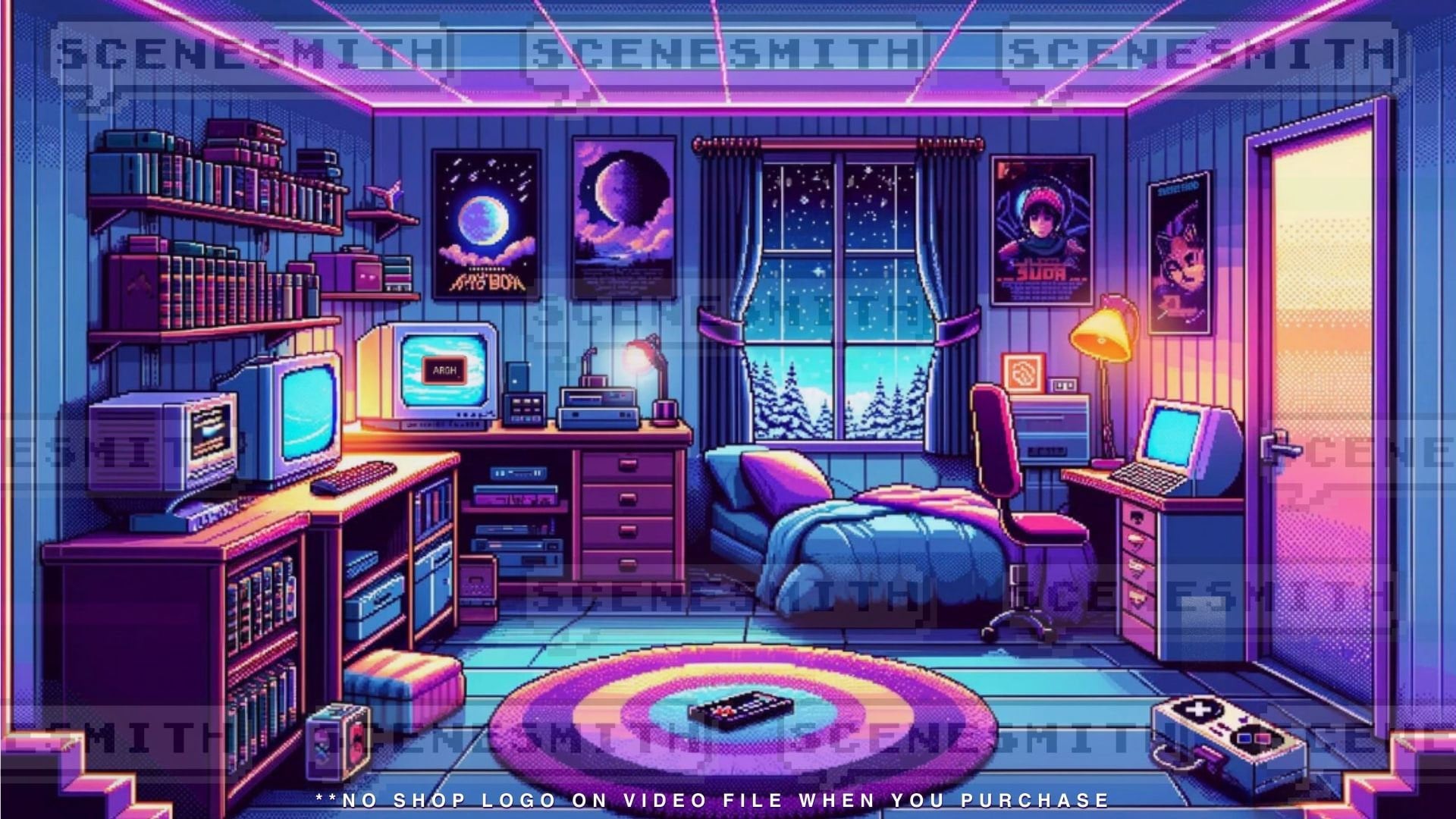 Pixel Art Screens Retro Room 80/90's Space 4 X Stream Package Twitch ...