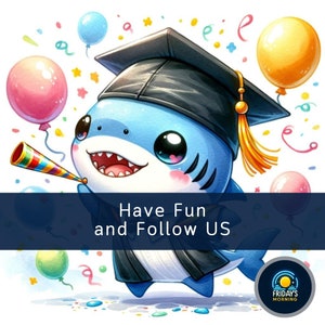 Graduation Shark Watercolor Chibi Cute Shark Clipart, Adorable ...