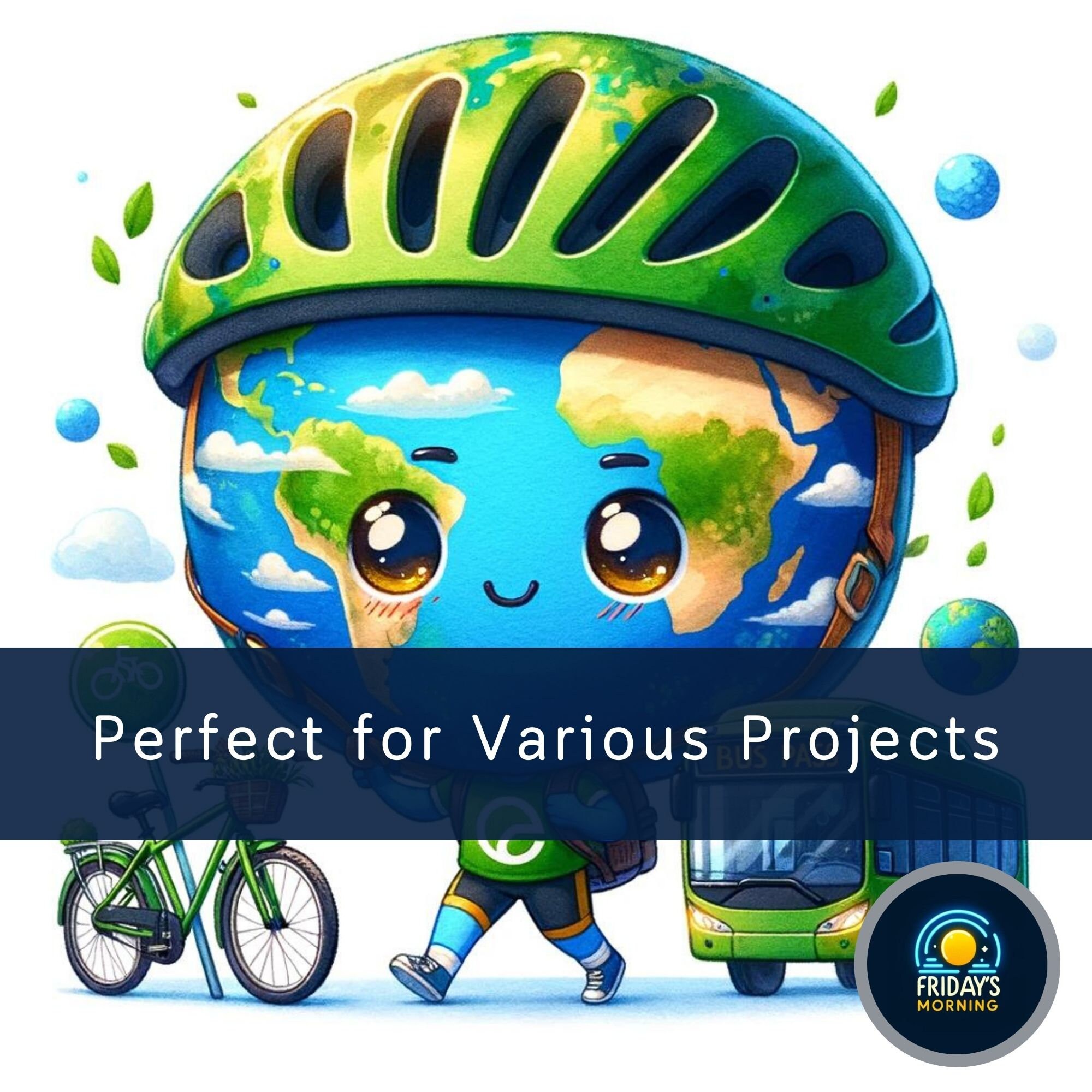 Earth Clipart Watercolor Chibi Cute , Adorable Earth With Save the ...