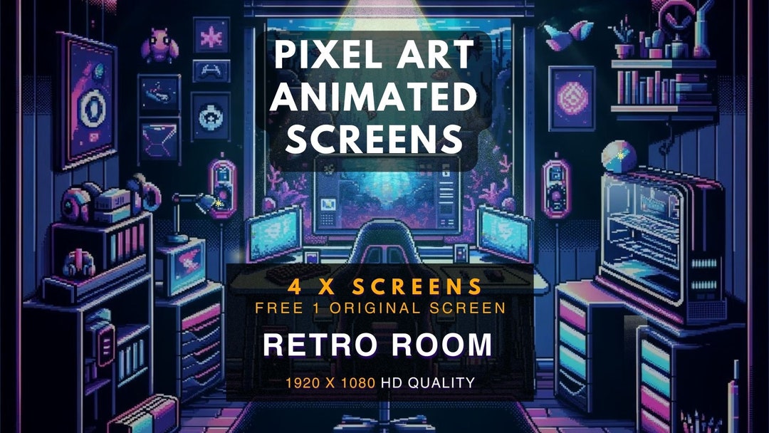 Animated Scene | Pixel Art Screens | Retro Room Underwater View | 4 X ...