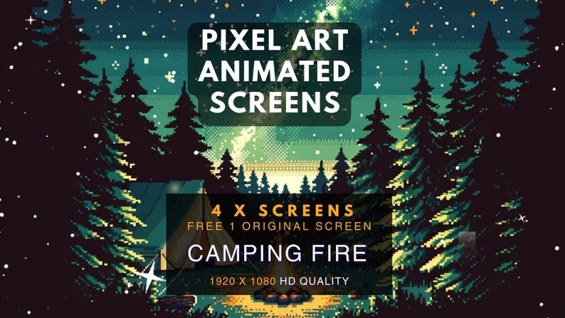 Camping Fire Pixel Art Animated Twitch Stream Screens (MP4 File) - Etsy