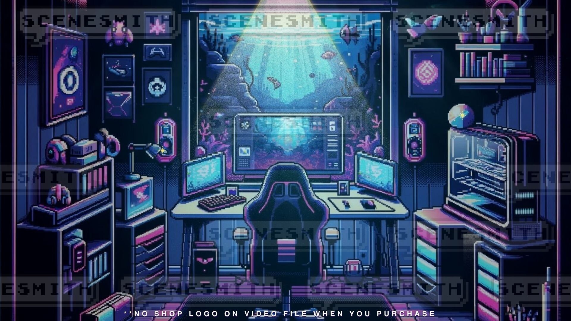 Pixel Art Animated Twitch Stream Screens: Retro Underwater Room - Etsy