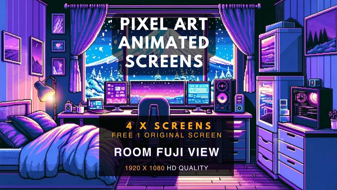 Animated Scene | Pixel Art Screens | Room Fuji View Winter | 4 X Stream ...