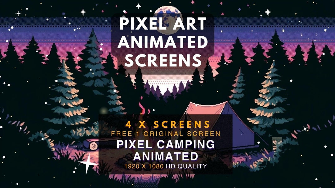 Pixel Art Camping Animated Twitch Stream Screens (4x MP4) - Etsy