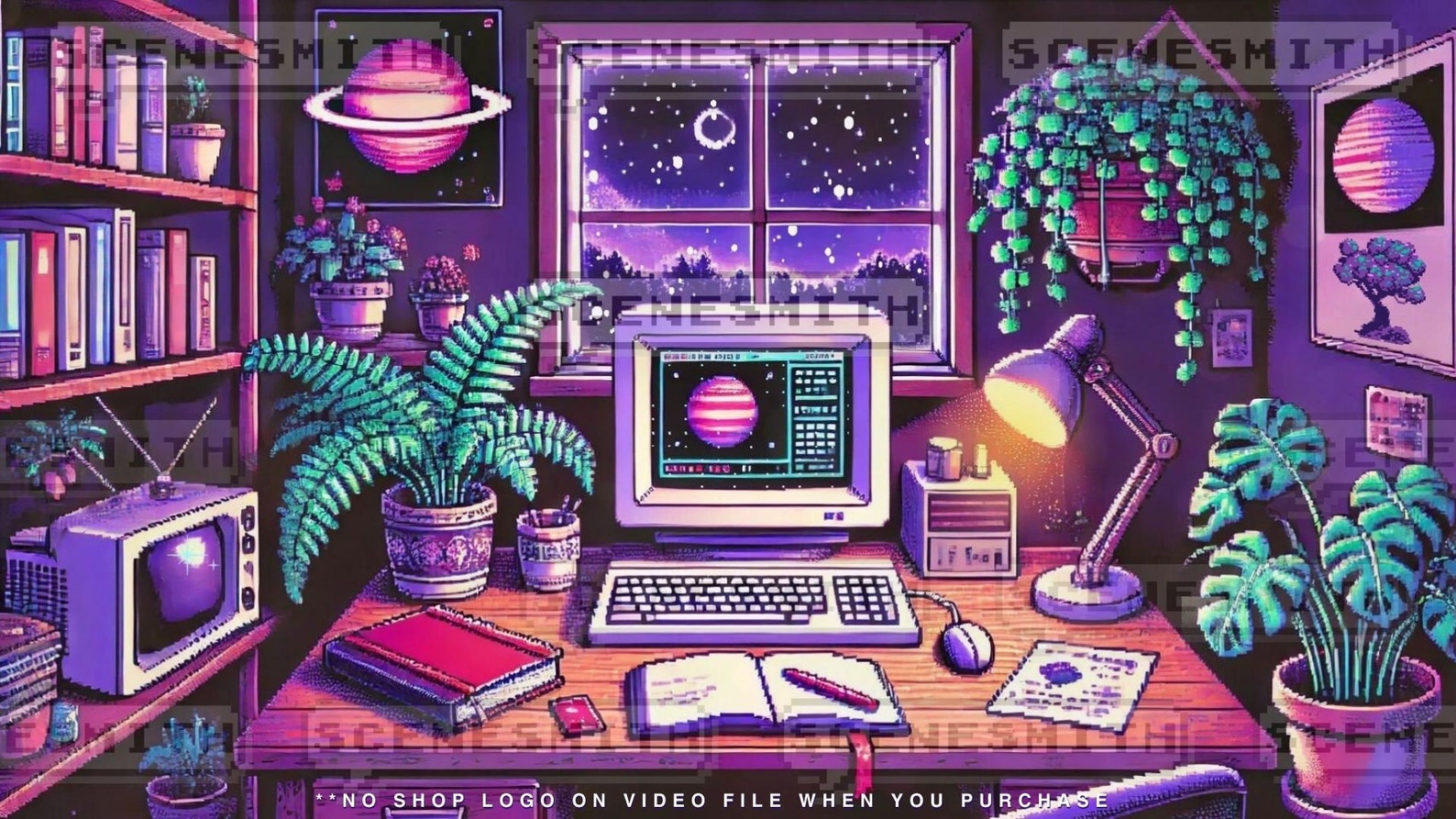 Animated Scene | Pixel Art Screens | Neon Retro Desk Winter | 4 X ...