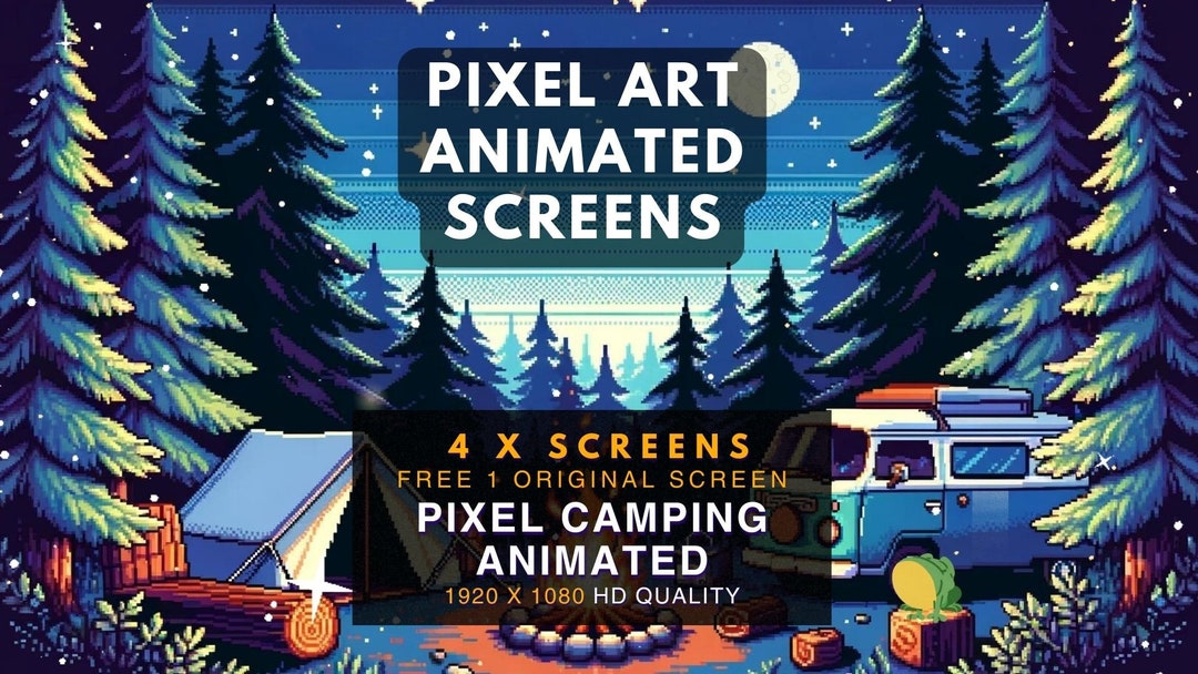 Pixel Art Camping Animated Twitch Stream Screens (MP4 File) - Etsy