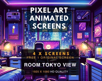 Animated Scene Pixel Art Screens Retro Room 80/90's Space 4 X Stream ...