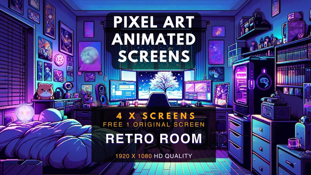 Animated Scene | Pixel Art Screens | Retro Room Winter View | 4 X ...