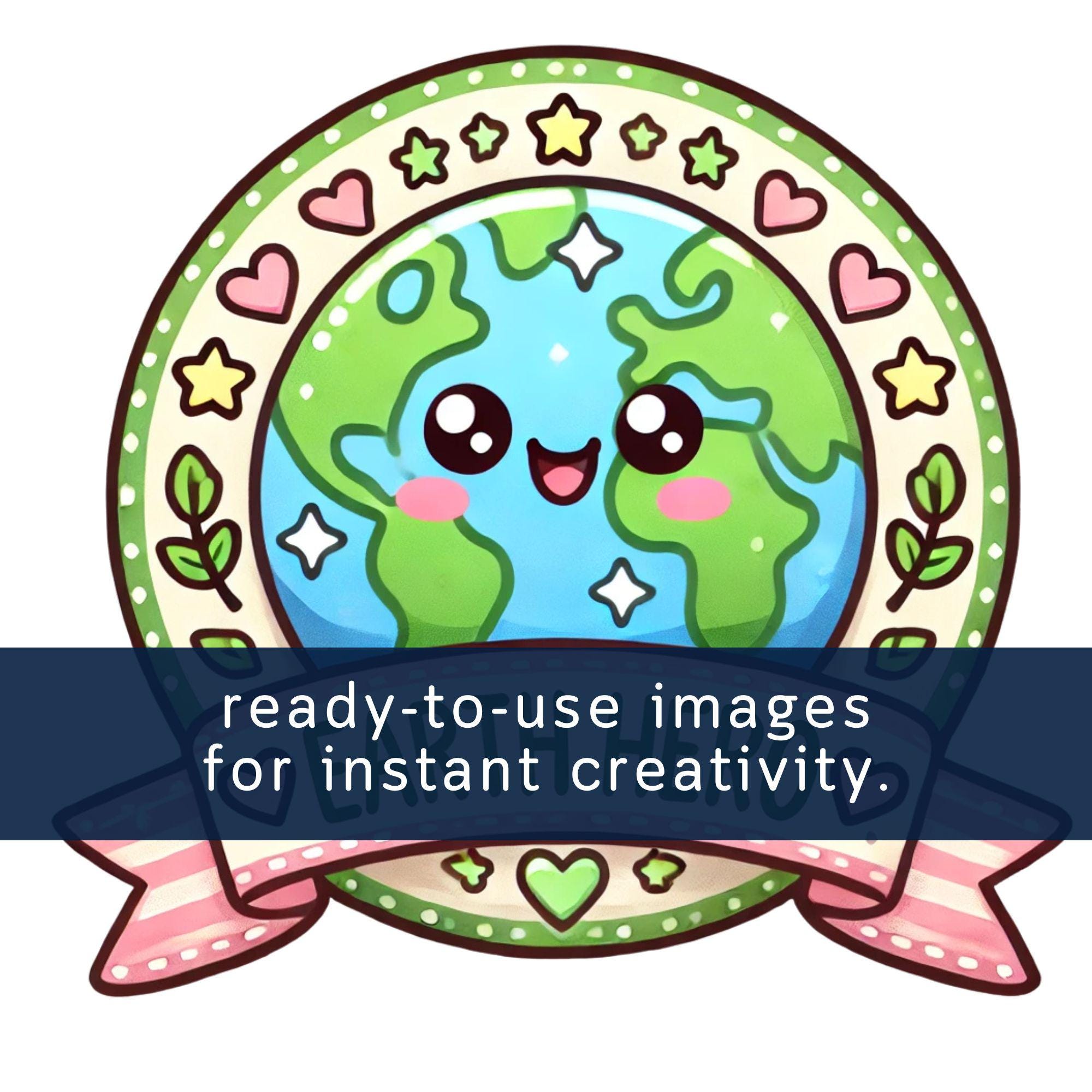 Kawaii Earth Clipart Set, Cute Eco Clipart for Teachers and Kids, Earth ...