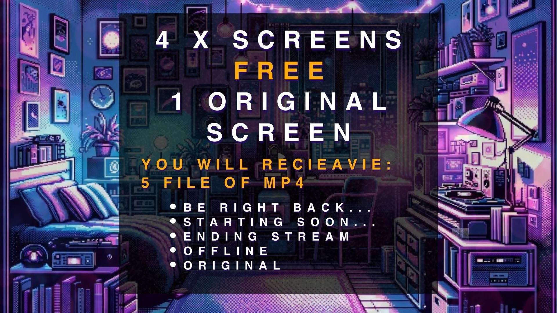 Animated Scene | Pixel Art Screens | Retro Room | 4 X Stream Package ...