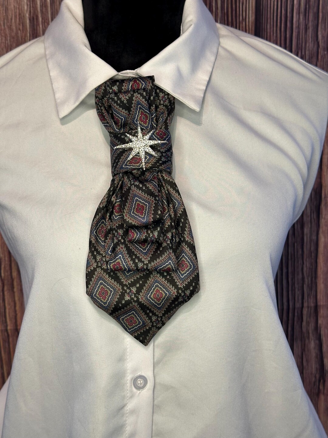 Elegantly Repurposed Black and Multi Color Diamond Necktie With ...