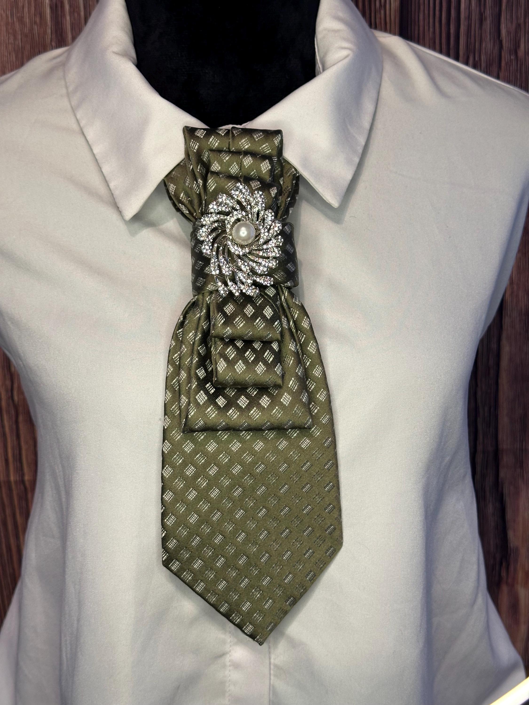Elegantly Repurposed Green Diamond Patterned Necktie With Beautiful ...