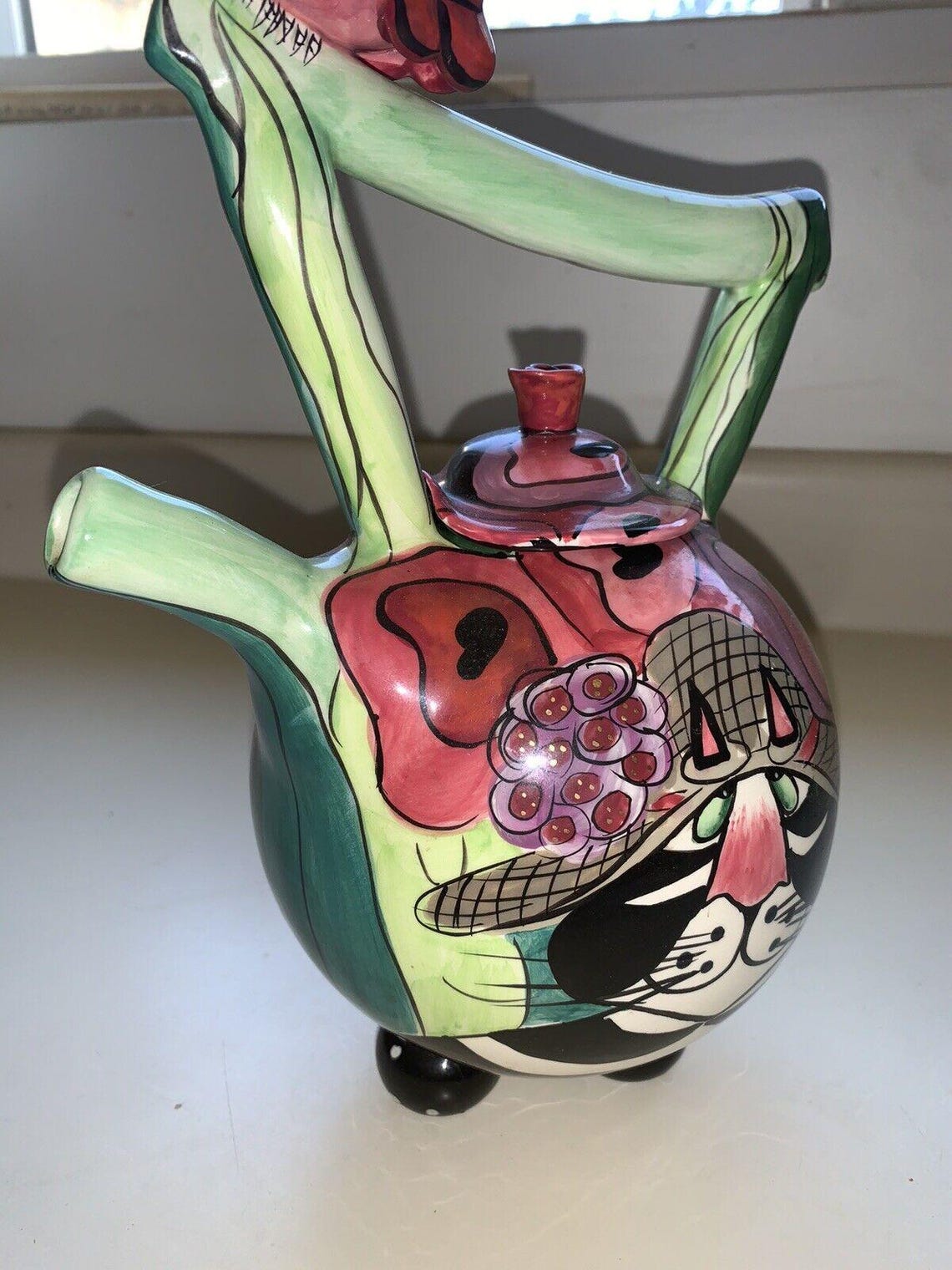 Vtg Blue Sky Whimsical Teapot Clancey Cat & Dodo Bird SWAK by Lynda ...