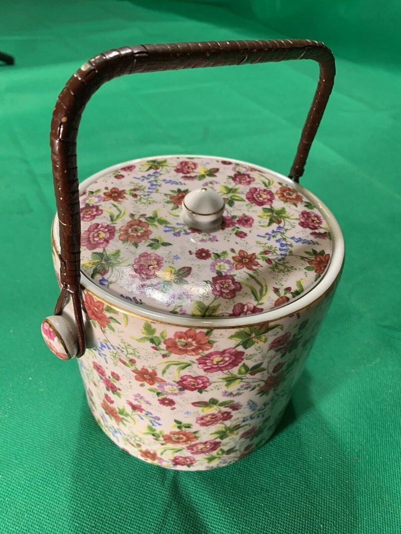 Cottagecore Ceramic Ice Bucket Container Floral Chintz Formalities Baum ...