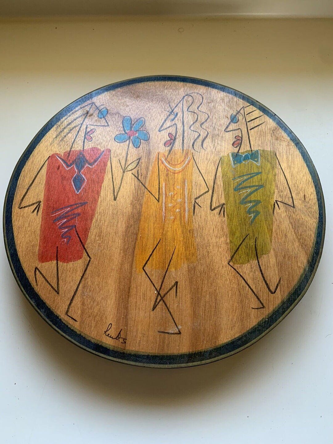 Kakadu Art Lazy Susan Tray Handpainted Signed by Reut Shahar Approx. 13 ...