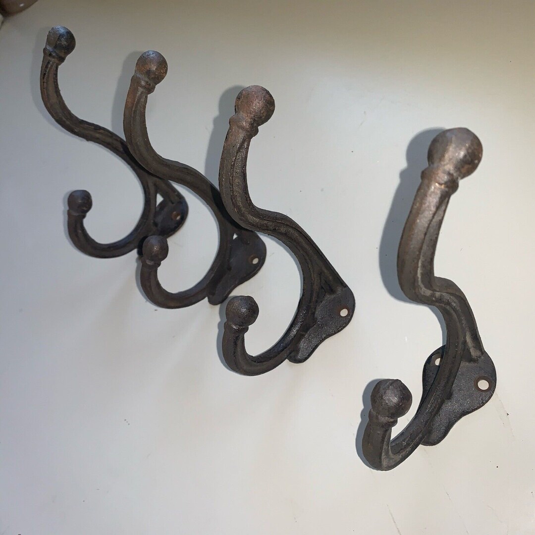 Vintage Heavy Duty Cast Iron Stable Hooks 7 Long 4 Hooks - Etsy
