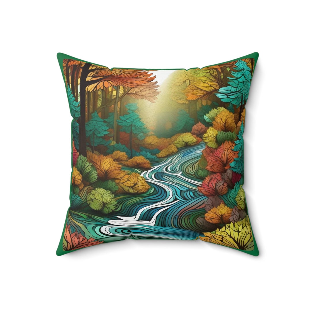 Colorful Forest Pillow Trees and Stream Collection Set Item 5 of 5 Free ...