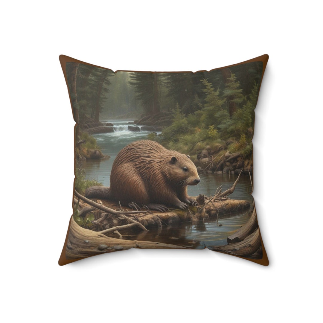 Beaver Pillow: Double-sided Polyester Statement Piece - Etsy
