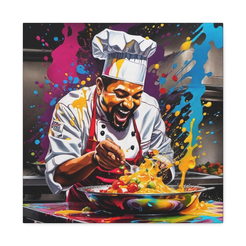 Chef Having Fun in the Kitchen Canvas Art Gallery Wrap Free Shipping - Etsy