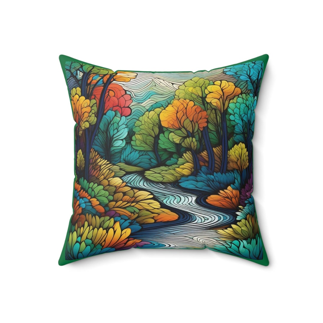 Colorful Forest Pillow Trees and Stream Collection Set Item 2 of 5 Free ...