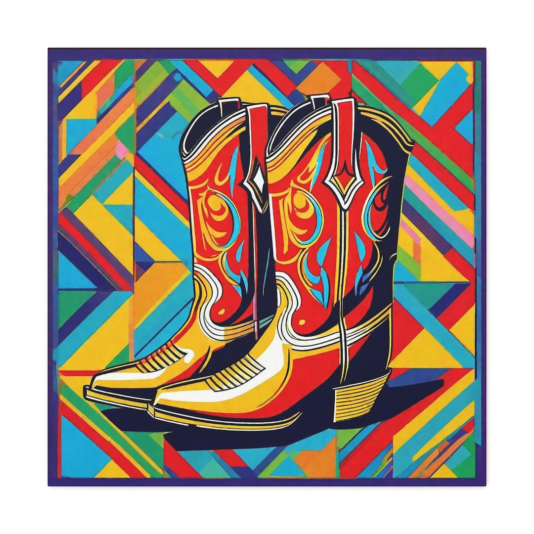 Fancy Cowboy Boots Canvas Gallery Wrap Free Shipping - Etsy