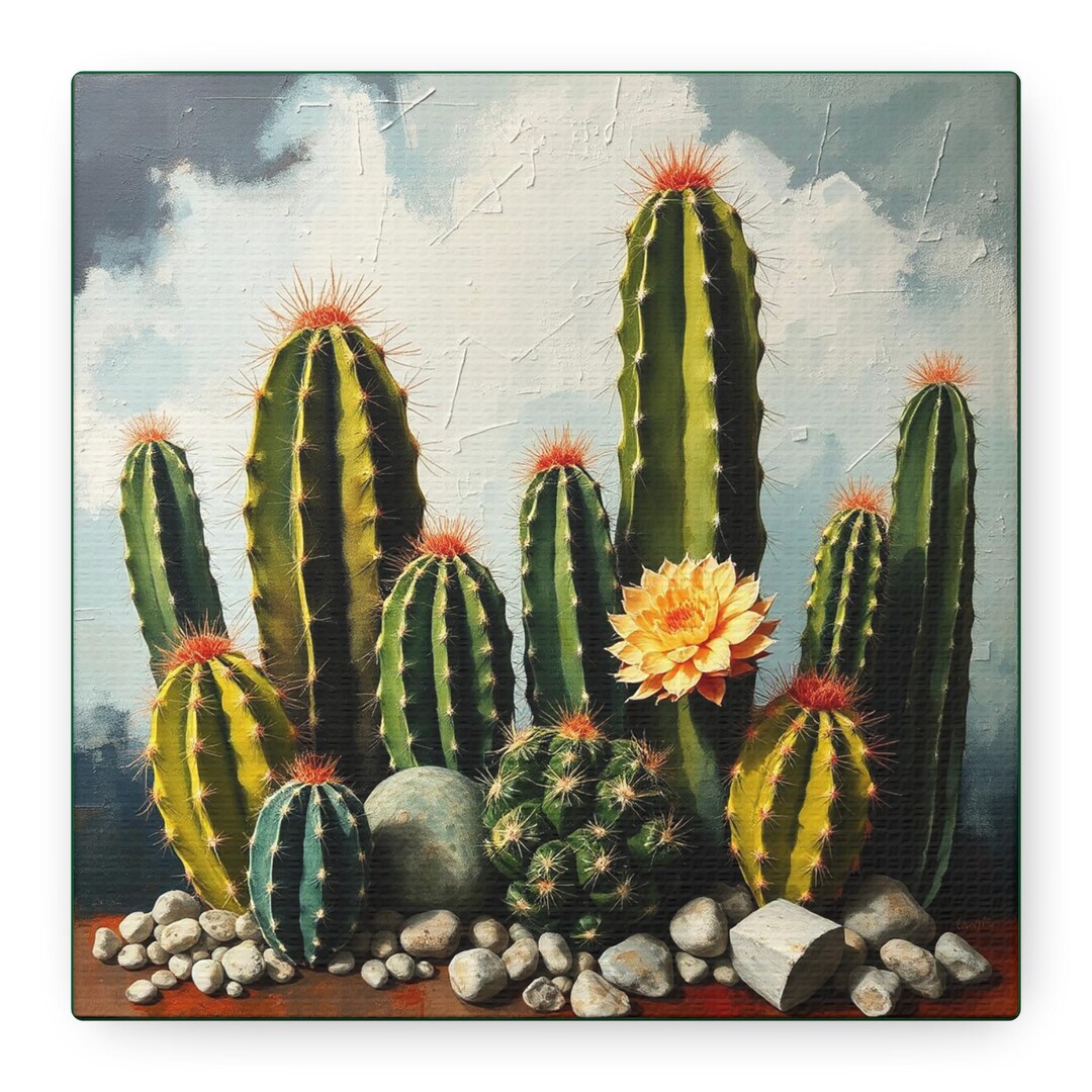 Cacti Canvas Art: Vibrant Cactus Print on Cotton - Etsy