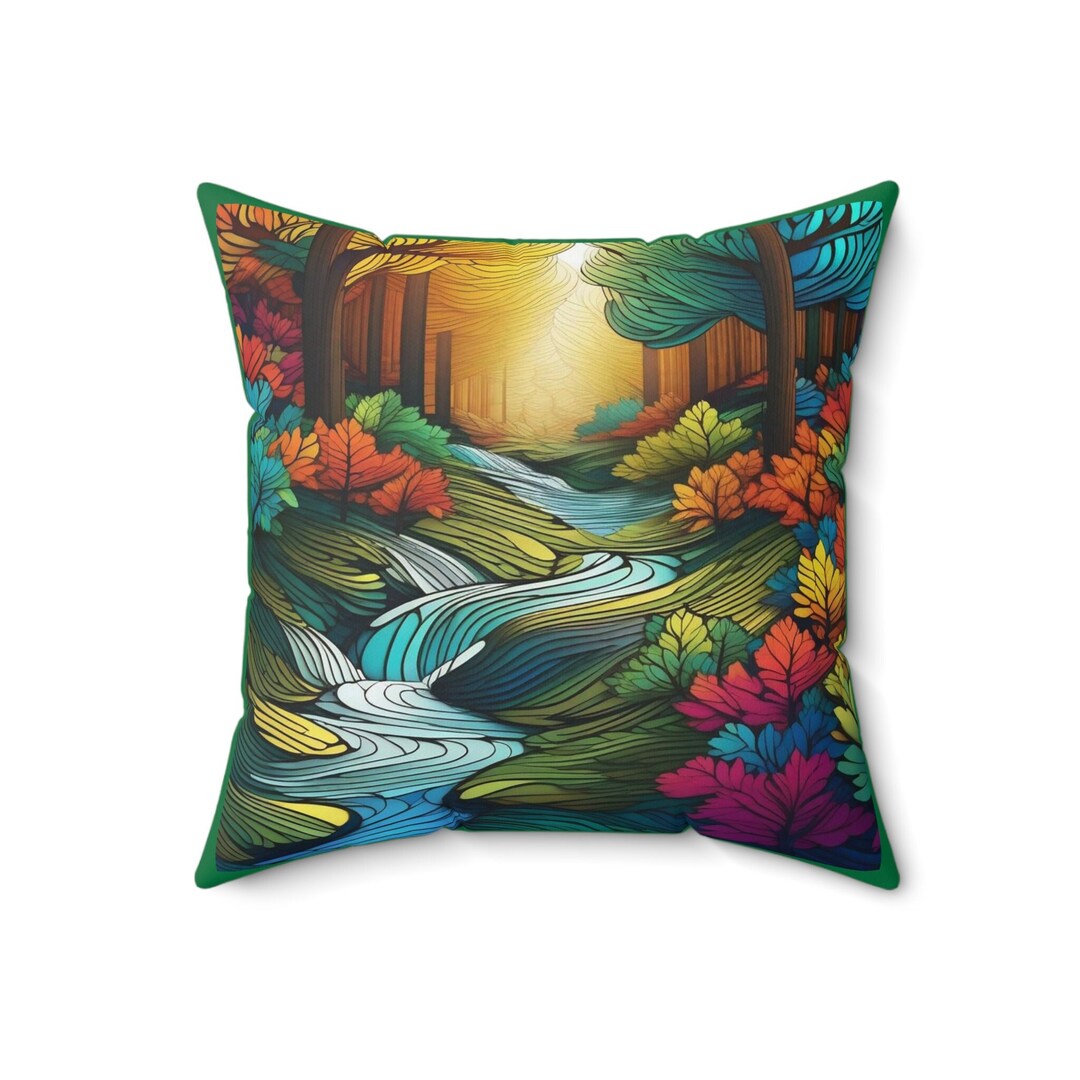 Colorful Forest Pillow | Trees and Stream Collection Set | Item 1 of 5 ...