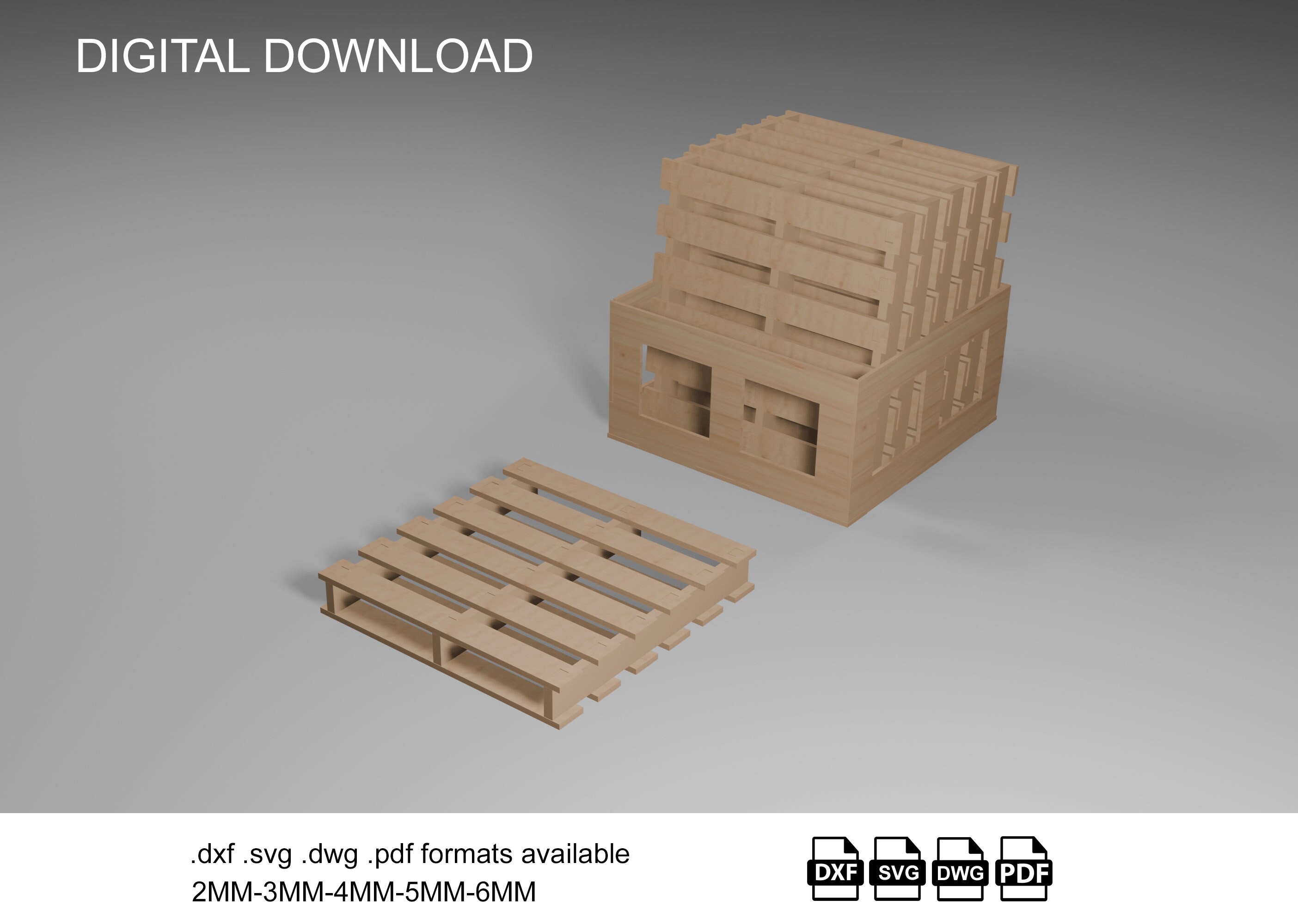 Boxed Pallet Coaster Svg, Dxf, Pdf, Dwg Files, Vector Files for Wood ...