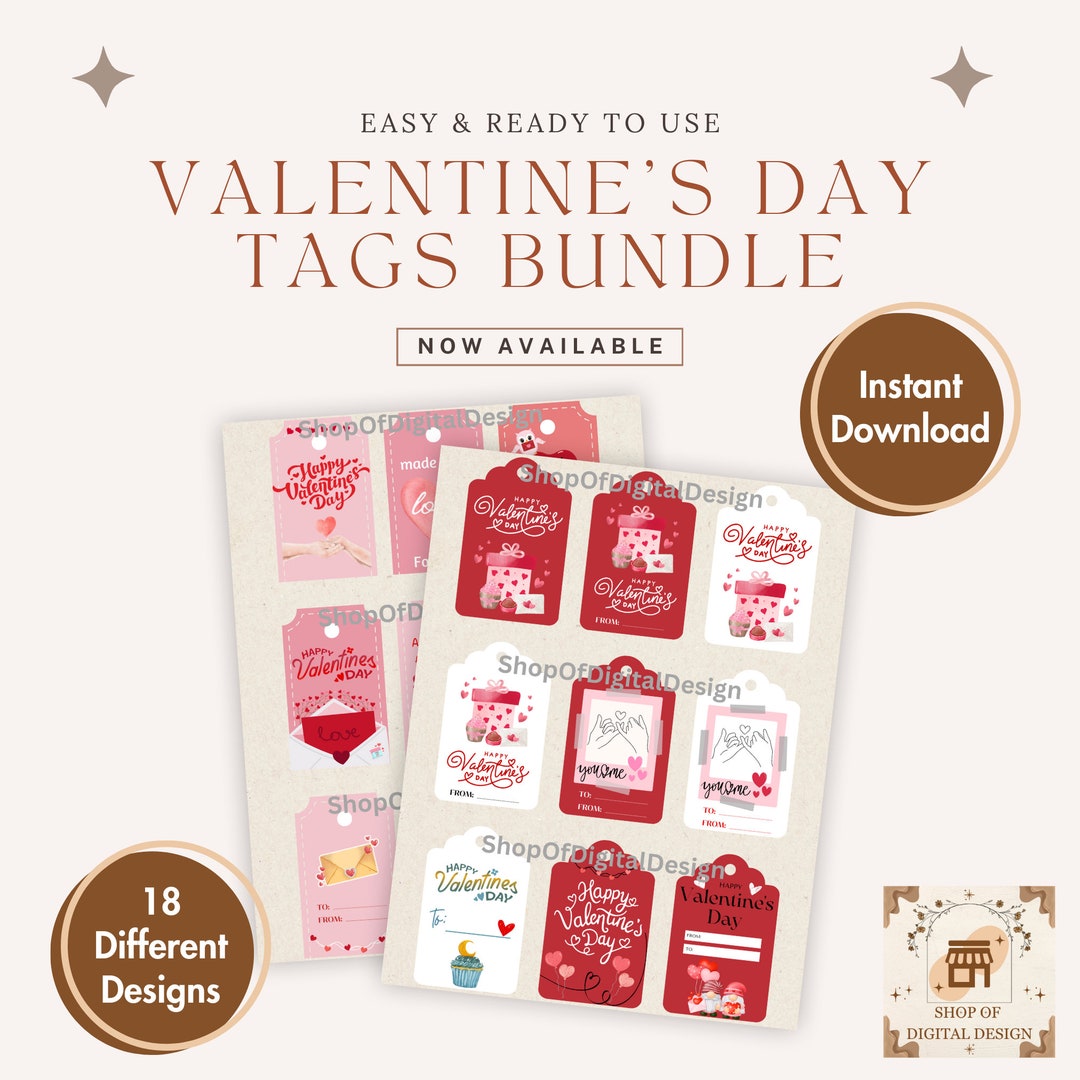 Valentine's Day Tag, Printable Valentine Gift Label, Valentine's Day ...