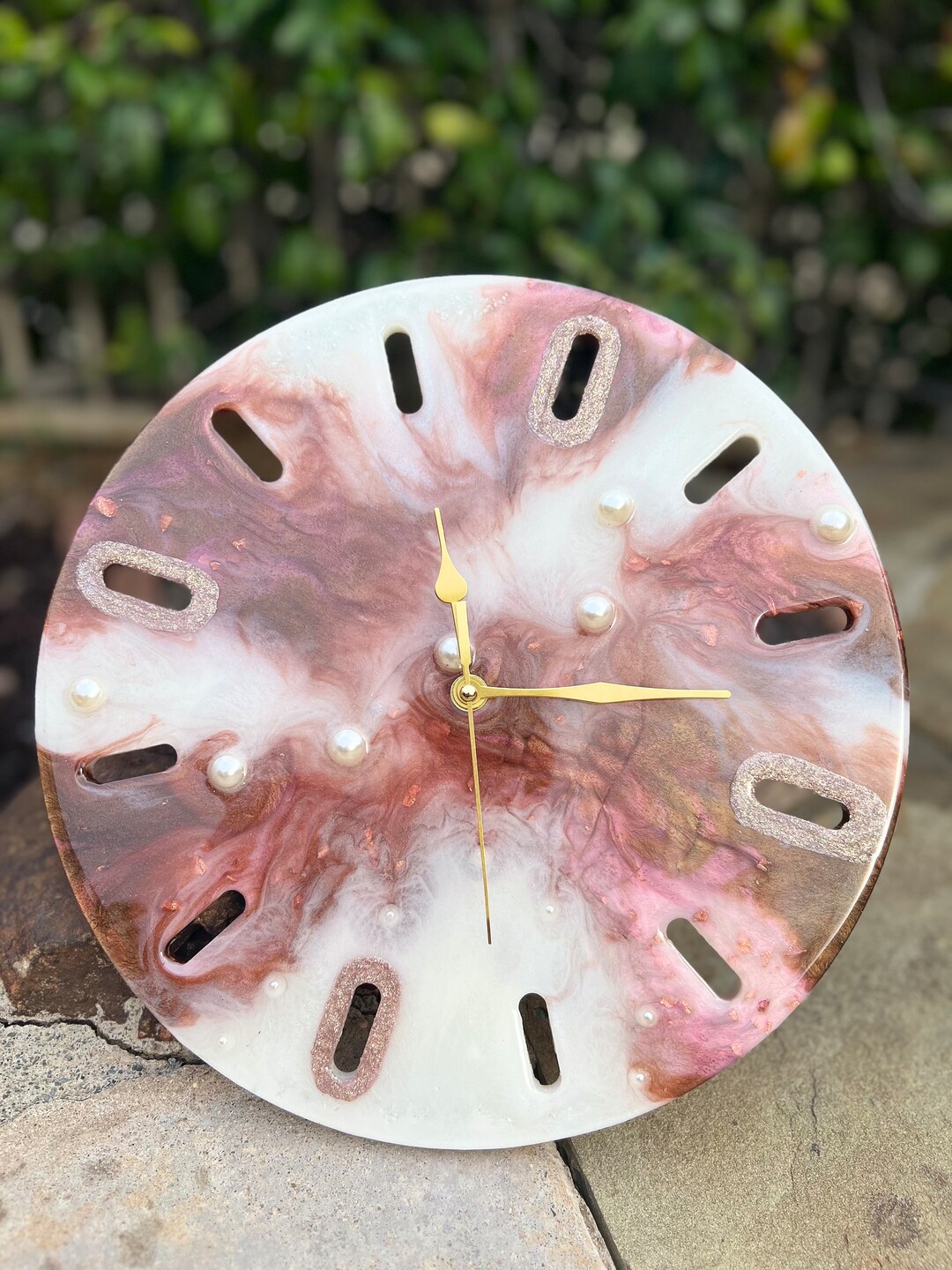 Abstract Wall Clock With Pearls Geode Home Decor - Etsy