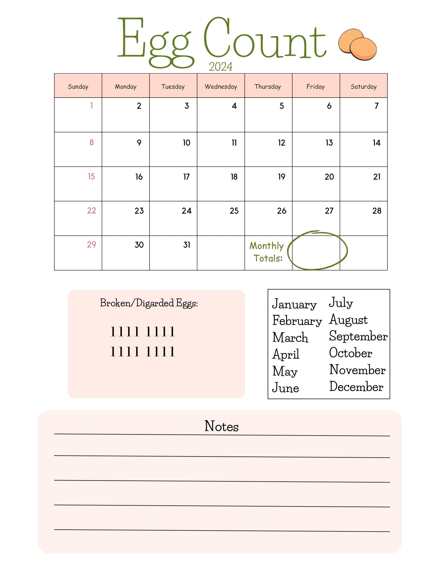 Homestead Record Keeping, Egg Chart, Digital Download, Chicken ...