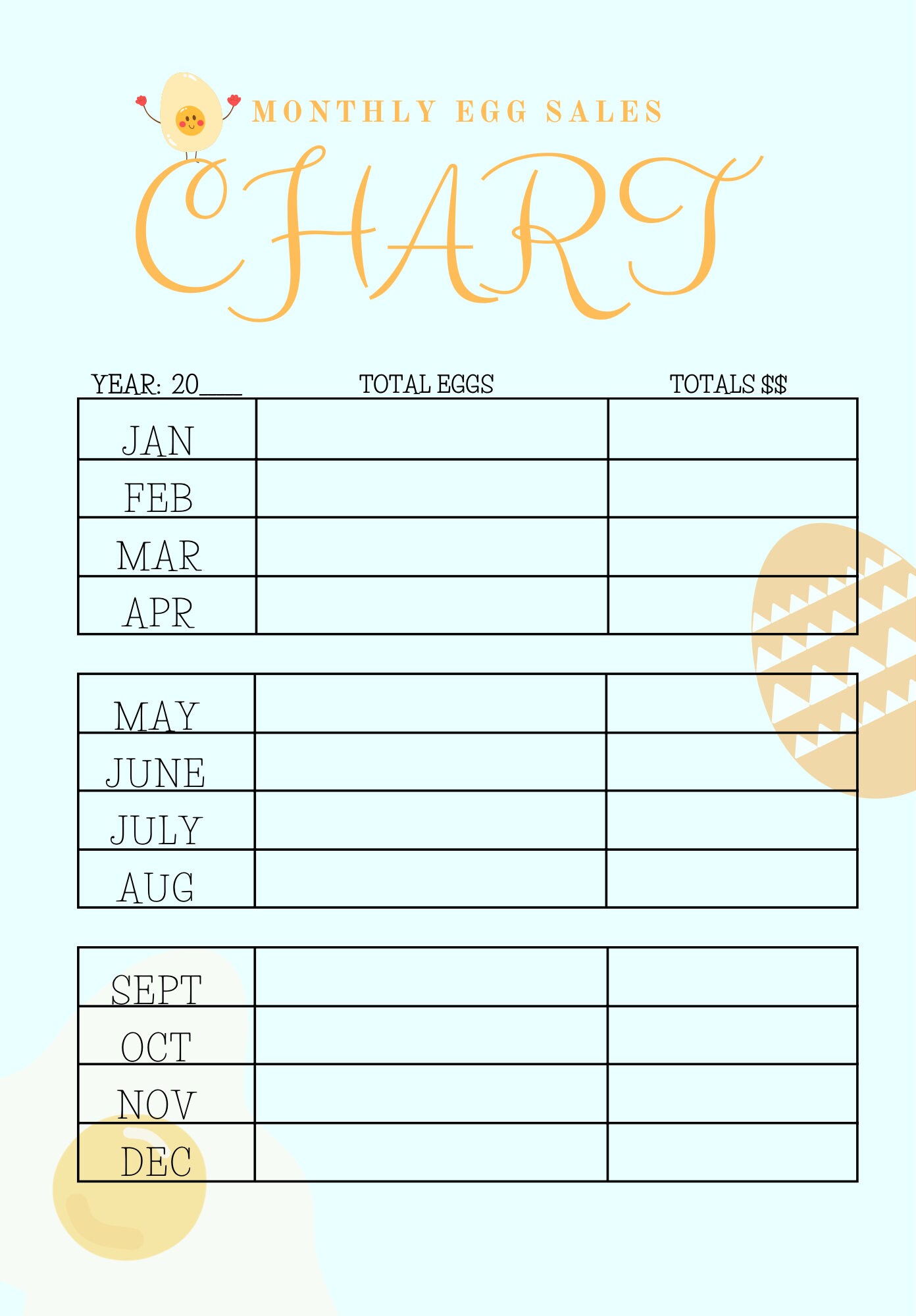 Egg Sales Chart - Etsy