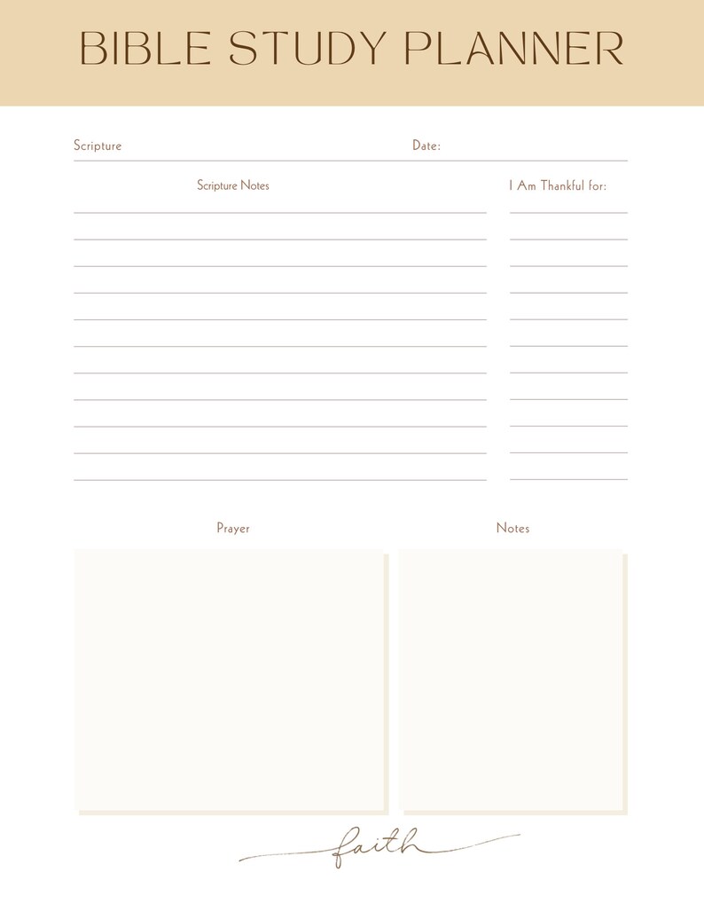 Bible Study Planner Four Pages Sermon Notes Bible Notes Printable ...