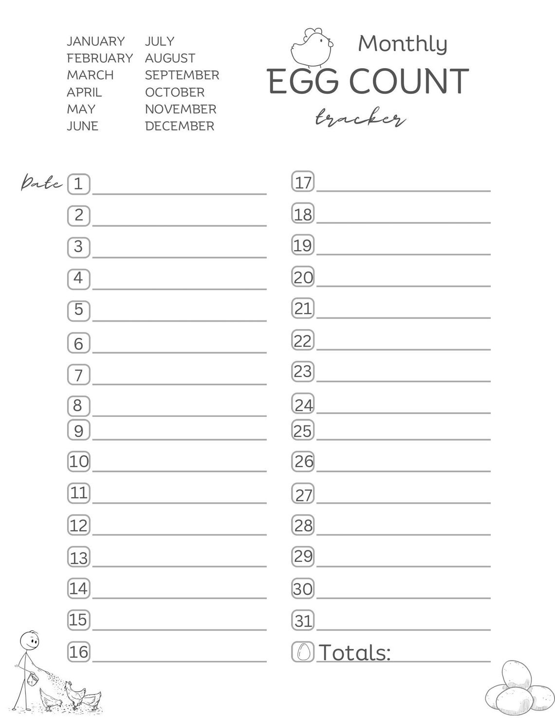 Printable Chicken Egg Chart - Etsy