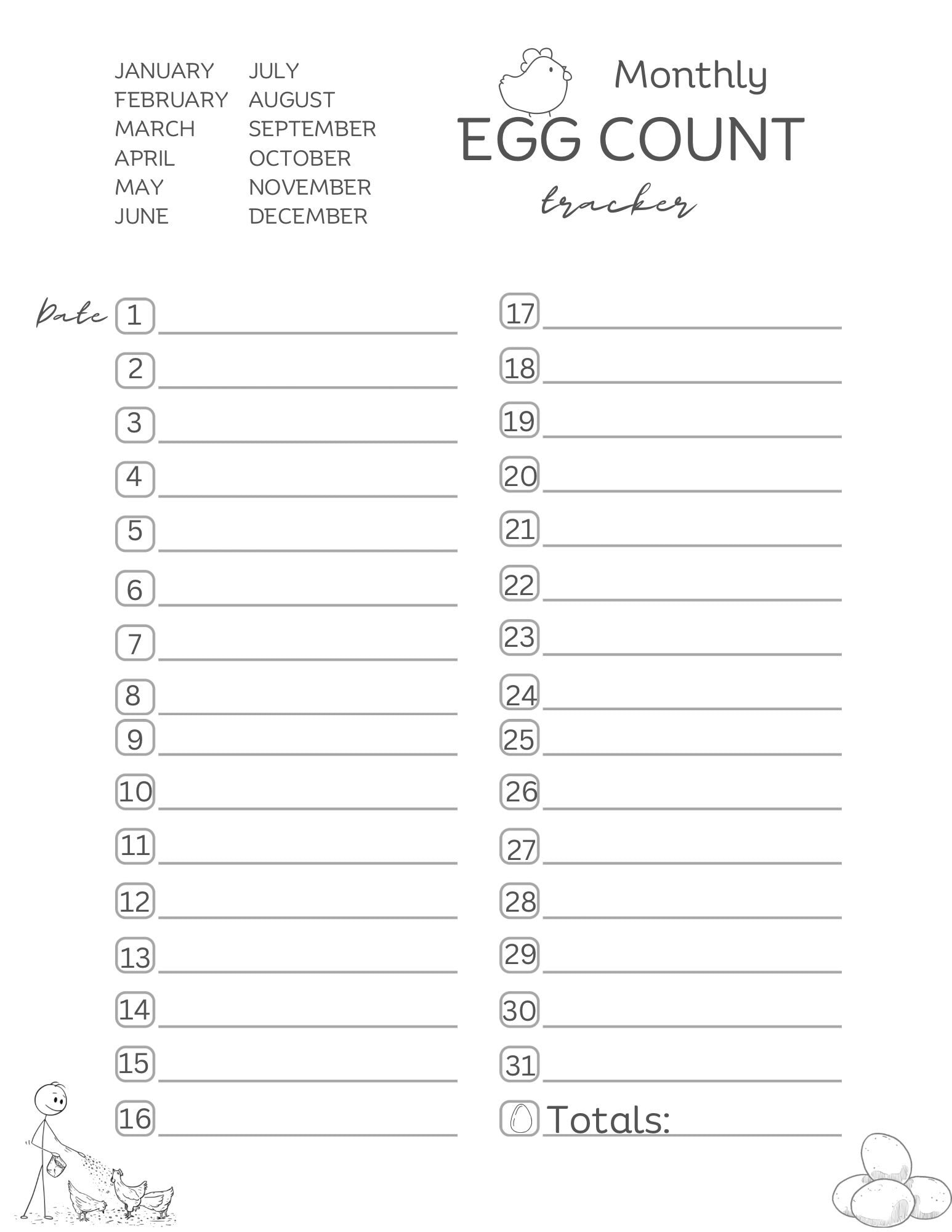 Printable Chicken Egg Chart - Etsy