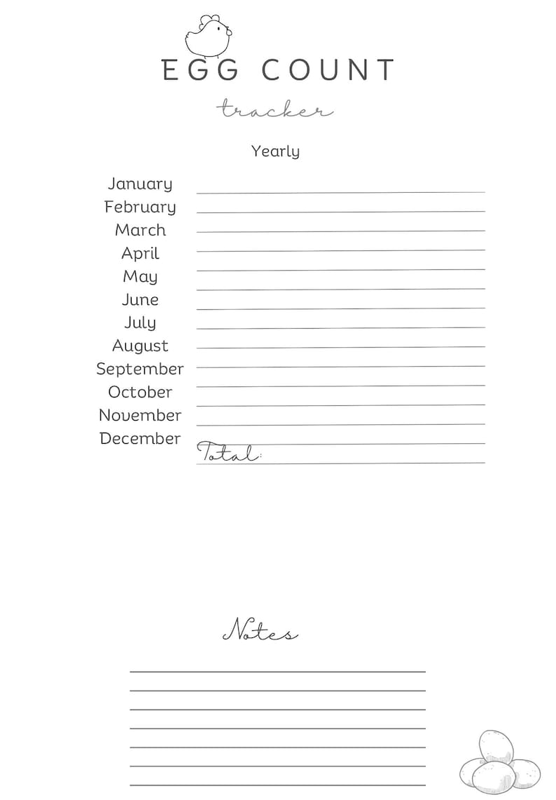 Printable Chicken Egg Chart - Etsy