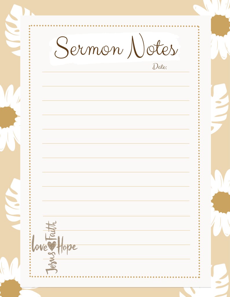 Bible Study Planner Four Pages Sermon Notes Bible Notes Printable ...