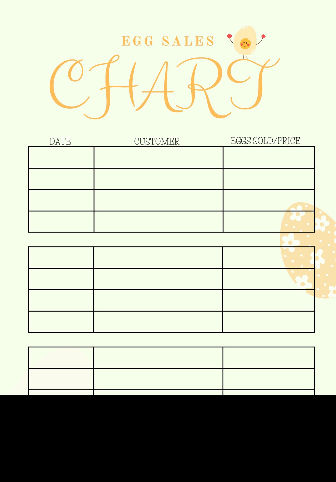Egg Sales Chart - Etsy