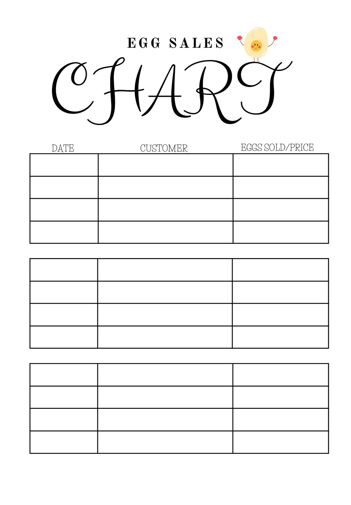 Egg Sales Chart - Etsy