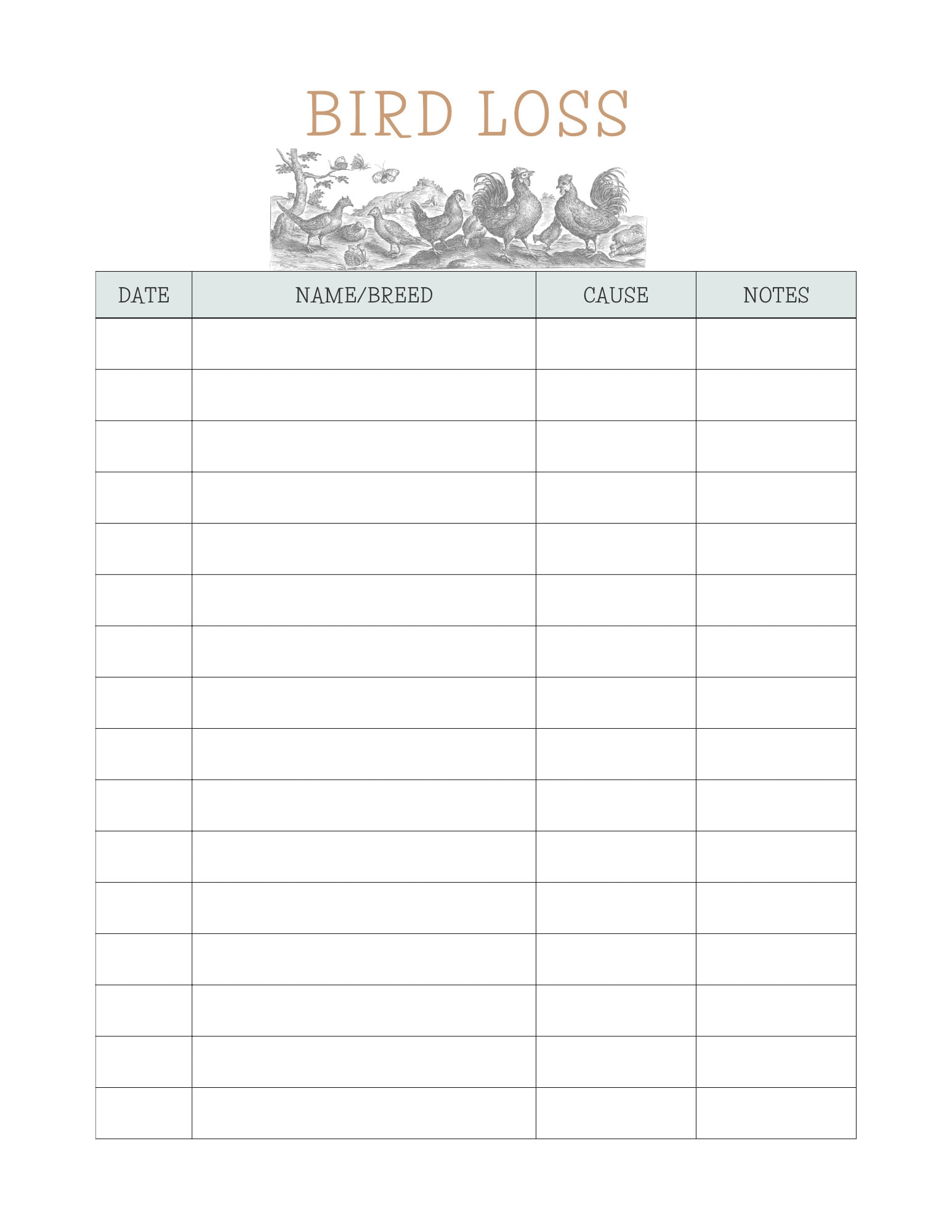 Homestead Record Keeping, Egg Chart, Digital Download, Chicken ...