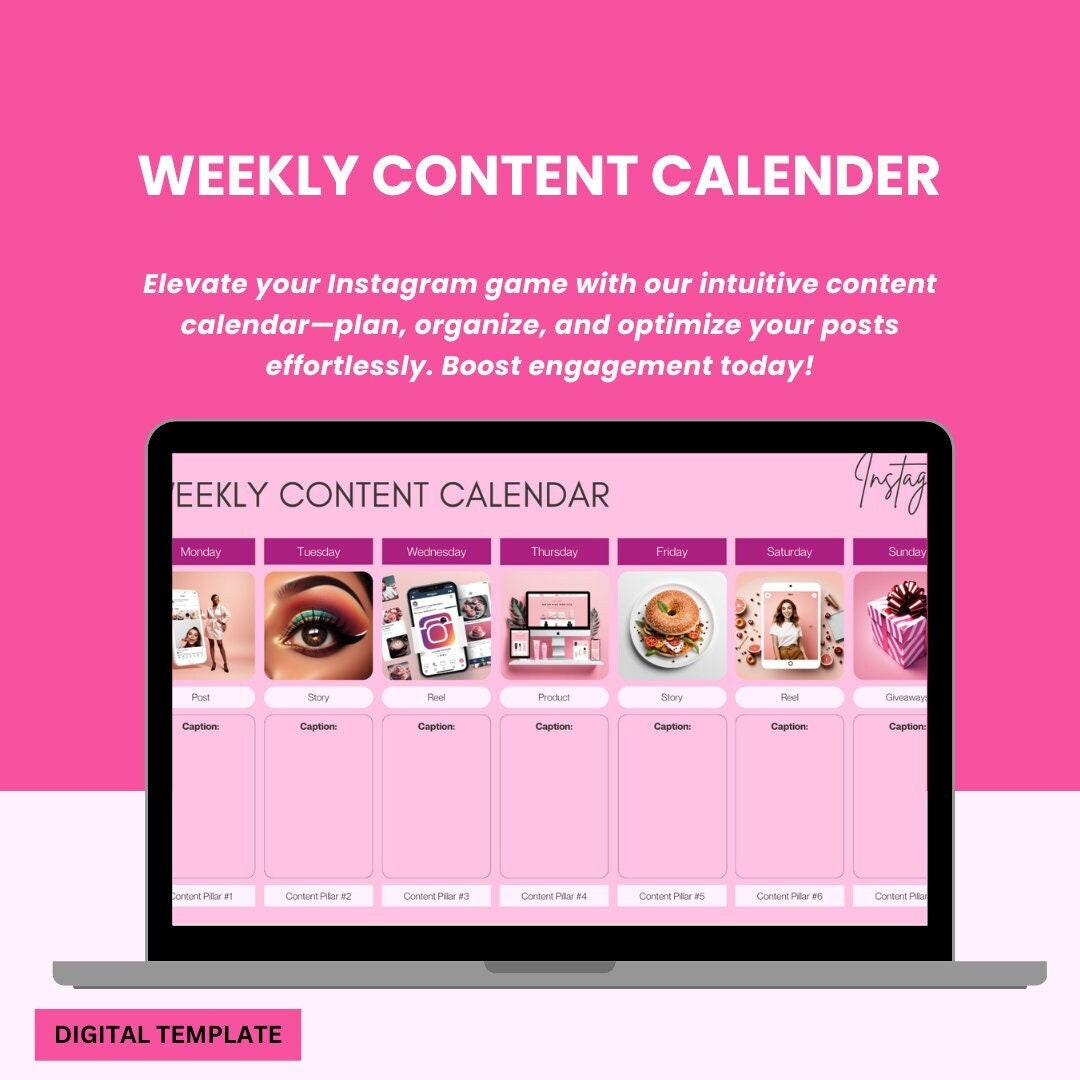 Social Media Calendar for Instagram - Etsy