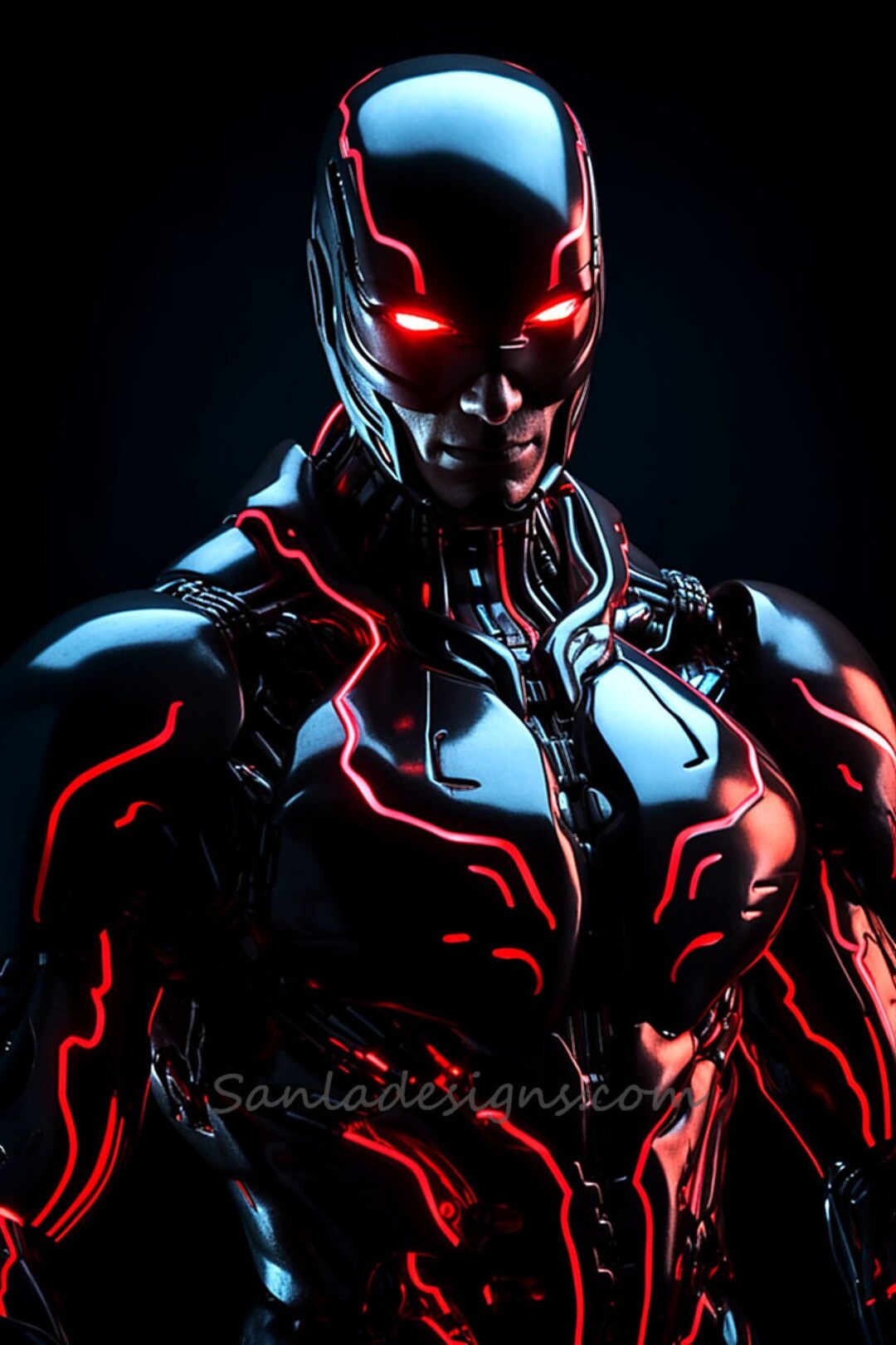 Black Cyborg Phone AI Pictures Digital Art Print Wall Art AI Generated ...