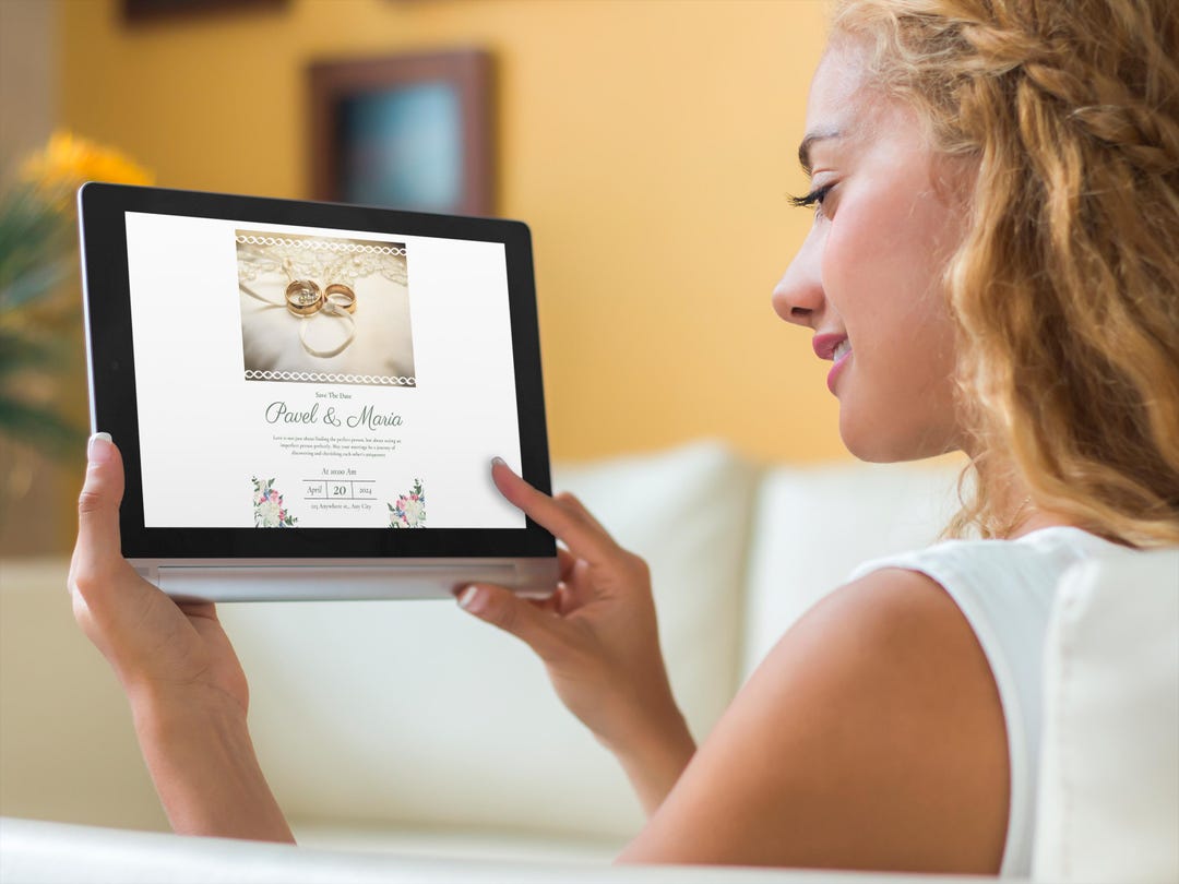 Classic Digital Wedding Ring Invitation, Elegant Wedding Ring Invite ...