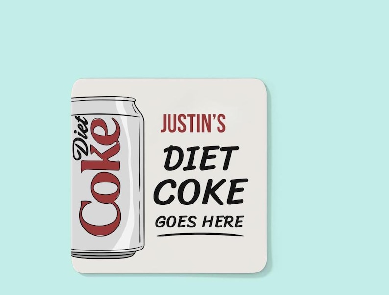 Personalized Diet Coke Coaster, Funny Friend Gift, Soda Lover Office ...