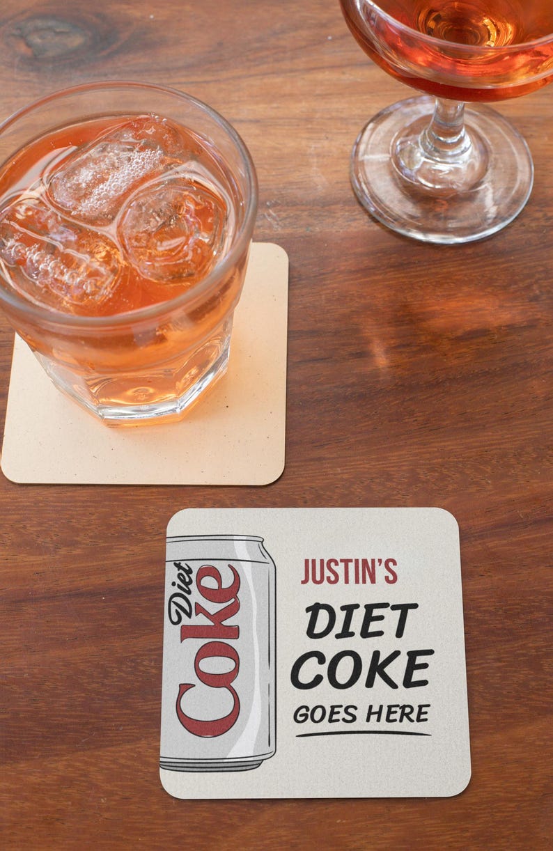 Personalized Diet Coke Coaster, Funny Friend Gift, Soda Lover Office ...